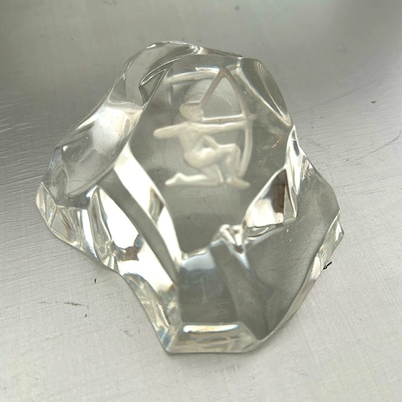 Accents | Lead Crystal Paperweight With Engraved Archer | Poshmark